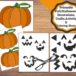 Fall/halloween Printable Bundle. Pumpkin & Jack-o-lantern Craft, Fall ...