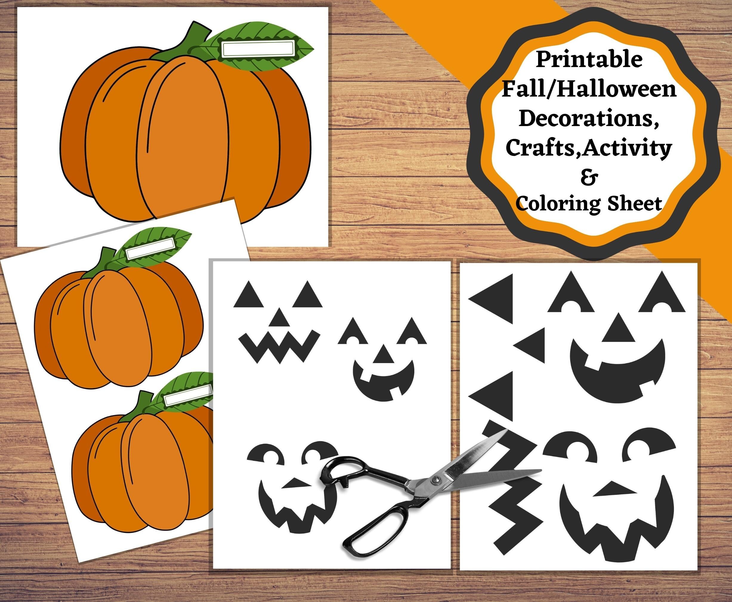 Fall/halloween Printable Bundle. Pumpkin & Jack-o-lantern Craft, Fall ...