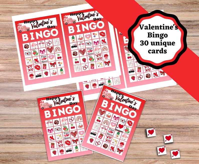 Printable Valentines Bingo Cards. Happy Valentine's Day Bingo Cards ...