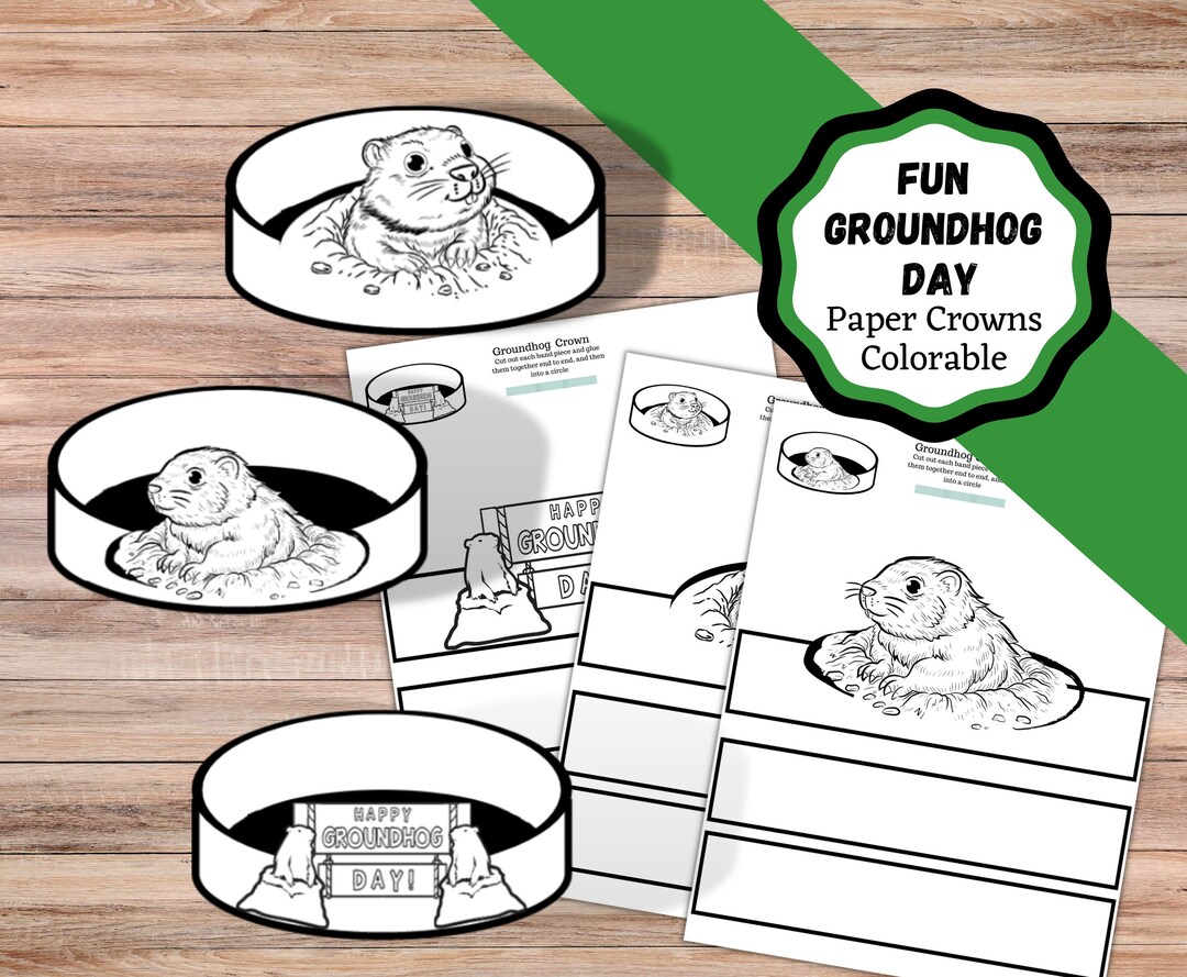 Printable Colorable Groundhog Day Paper Crowns, Fun Groundhogs Day ...