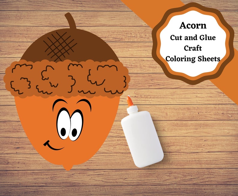 Printable Acorn Craft, Fall Craft and Coloring Pages. - Etsy