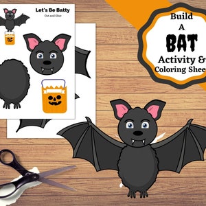 Printable Bat, Create a Bat Cut and Paste Craft With Coloring Sheet. - Etsy