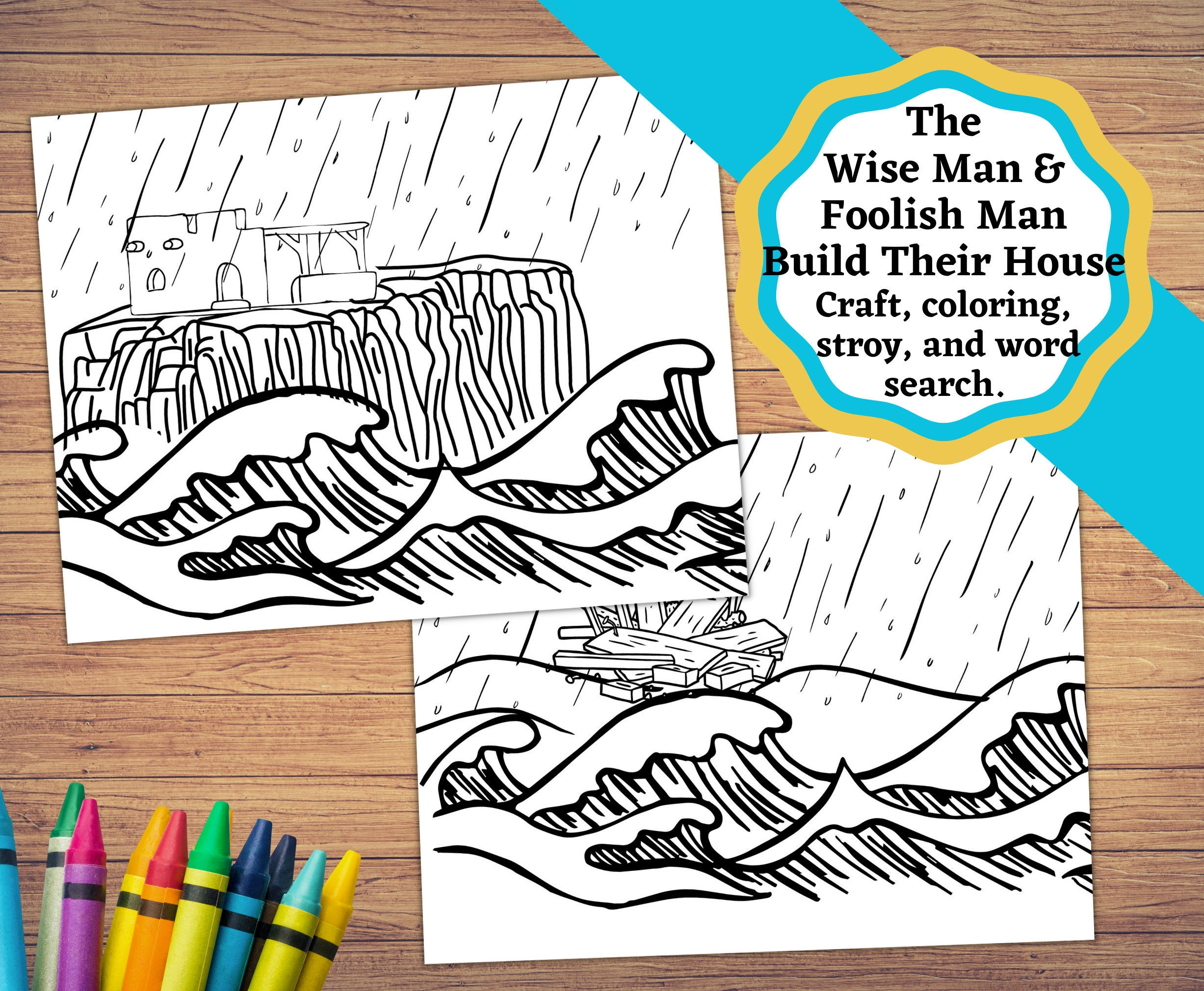 Printable Wise Built His House on the Rock and Foolish Man Built His on ...