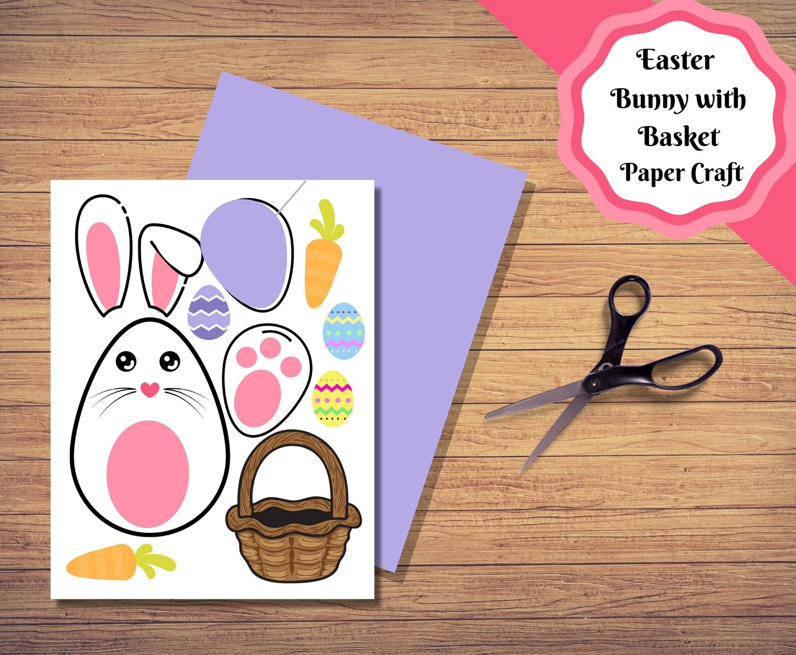 Easter Bunny Kids Paper Craft, Printable Kids Easter Project. Bunny DIY ...