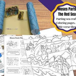 Printable, Moses Parts the Red Sea, Craft, Coloring Pages, and Bible ...