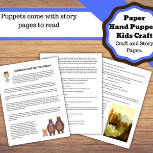 Printable Goldilocks and the Three Bears, Hand Puppets With Three Pages ...