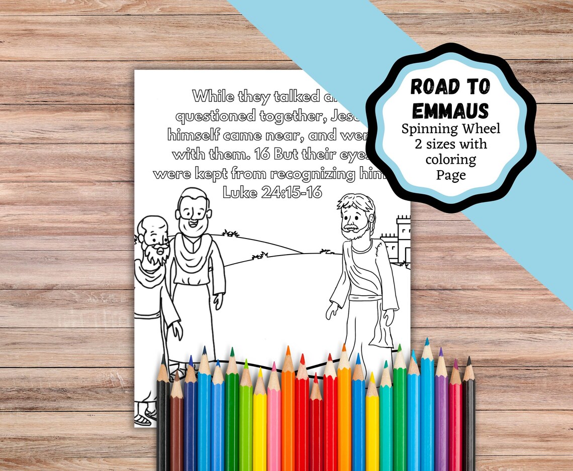 Road to Emmaus Printable Kids Bible Craft. Bible Spinning Wheel Craft ...