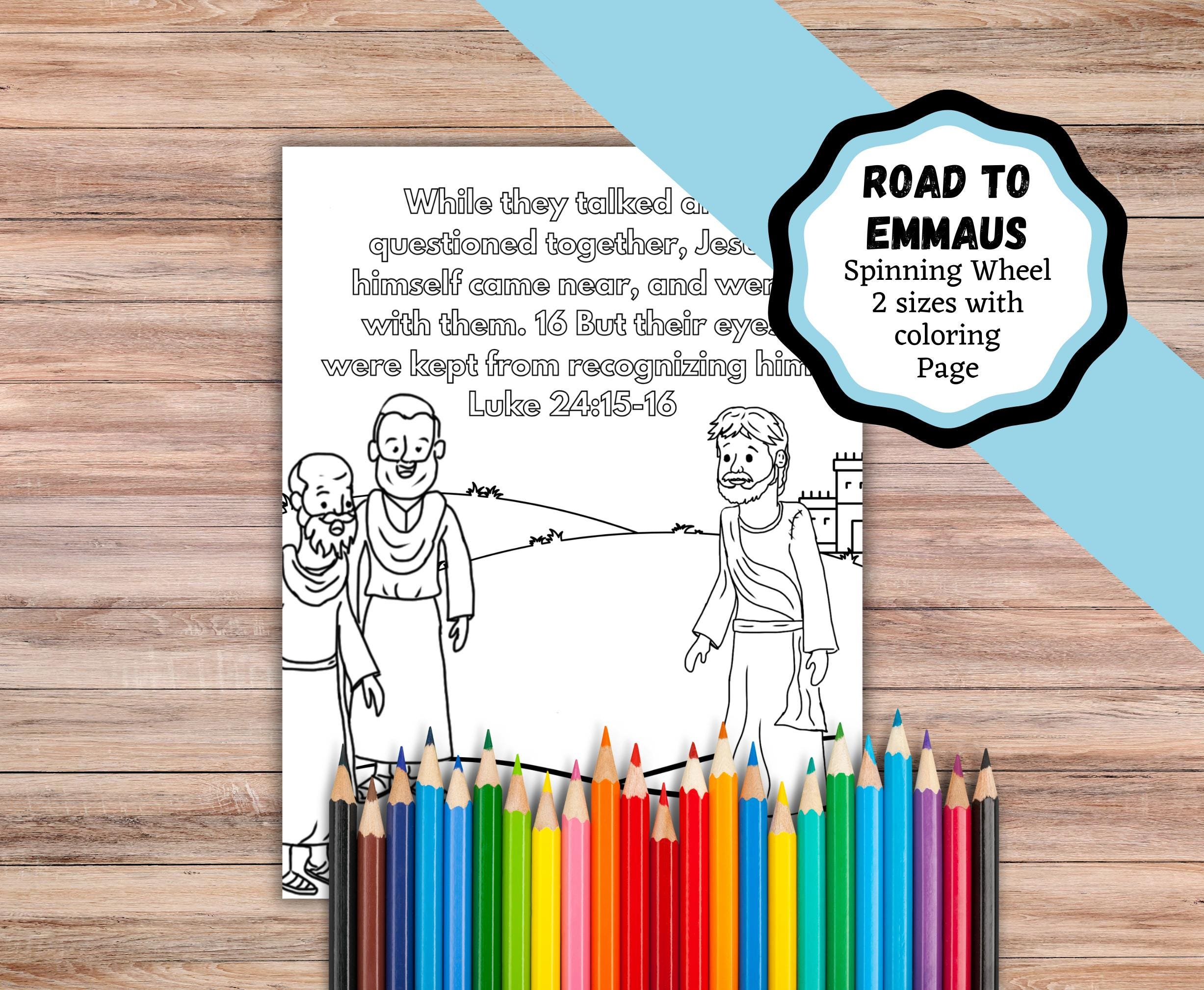 Road to Emmaus Printable Kids Bible Craft. Bible Spinning Wheel Craft ...