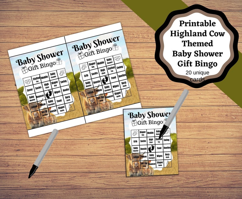 Printable Highland Cow Themed Baby Shower Games, Baby ABC, How Long Did ...