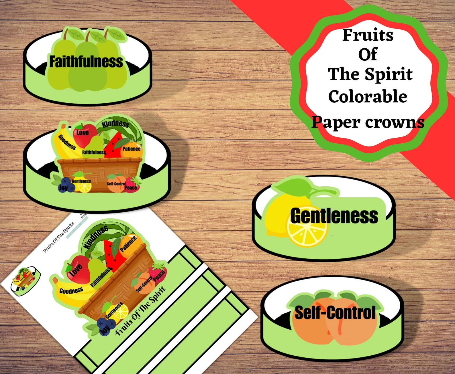 Printable Fruits of the Spirit Paper Crowns. Fruits of the Spirit Kids ...