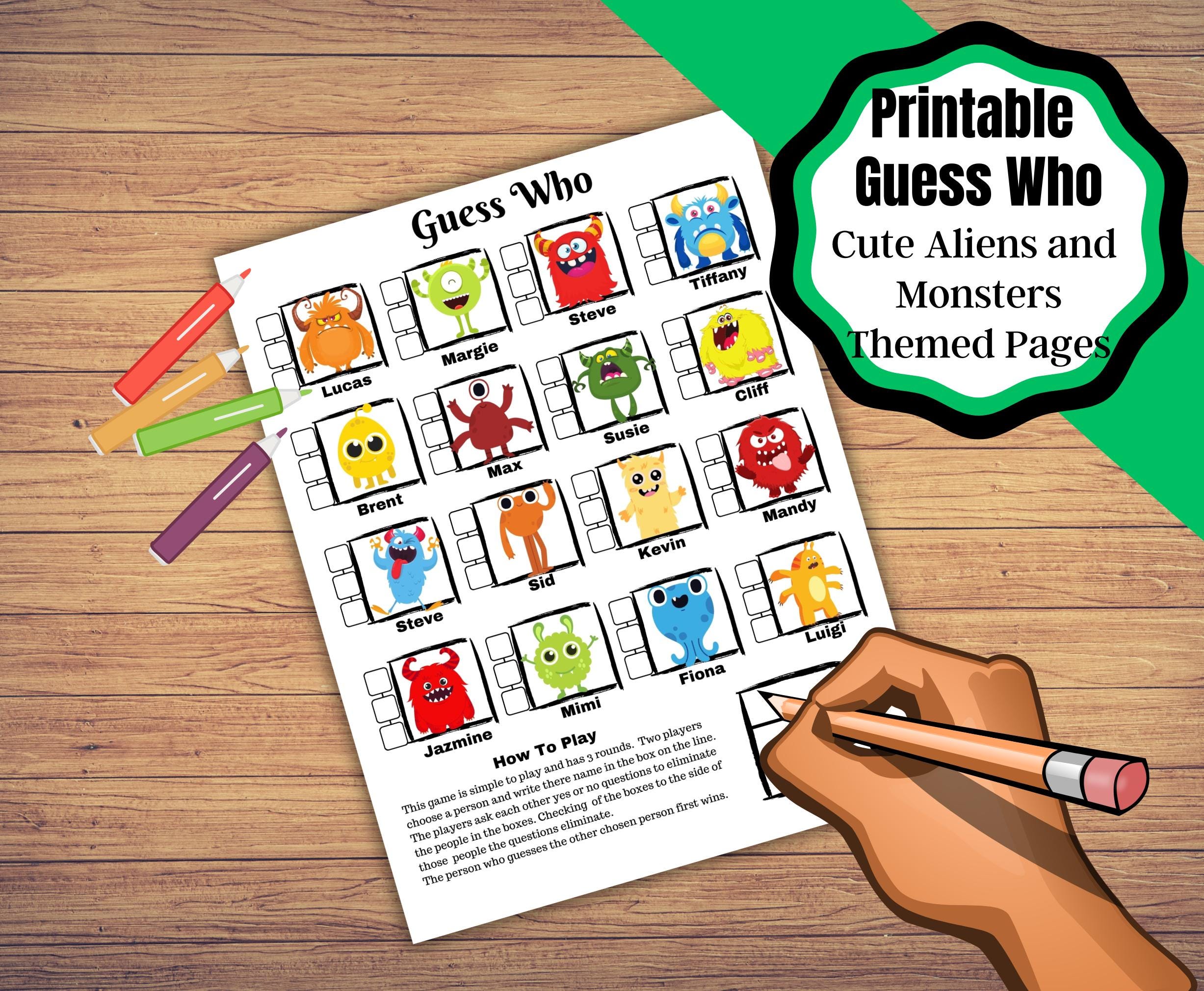 Printable Guess Who Game Pages. Guess Who Cute Aliens and Monsters ...