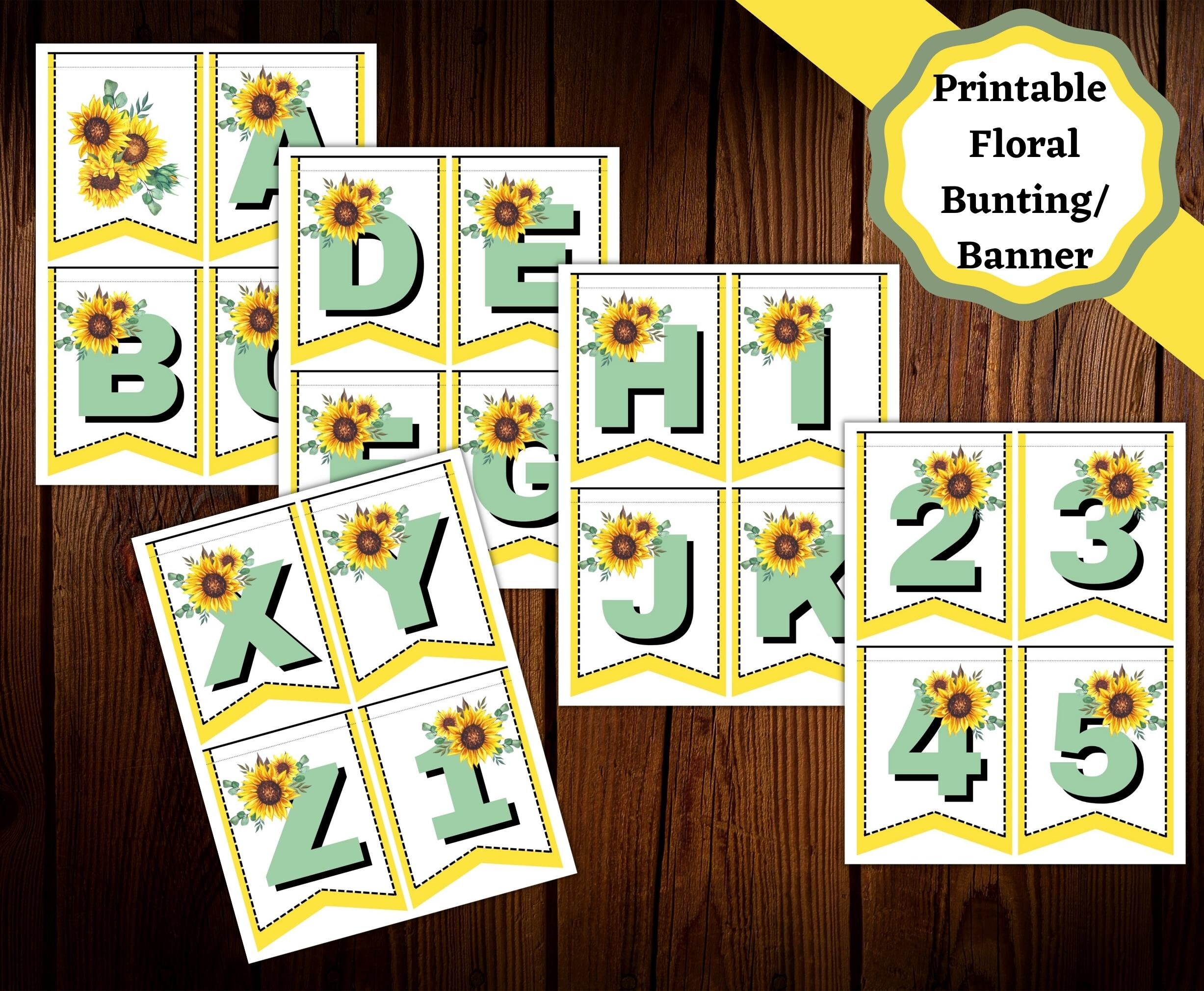 Printable Sunflower, Bunting-banner-pennant. Beautiful Sunflower ...