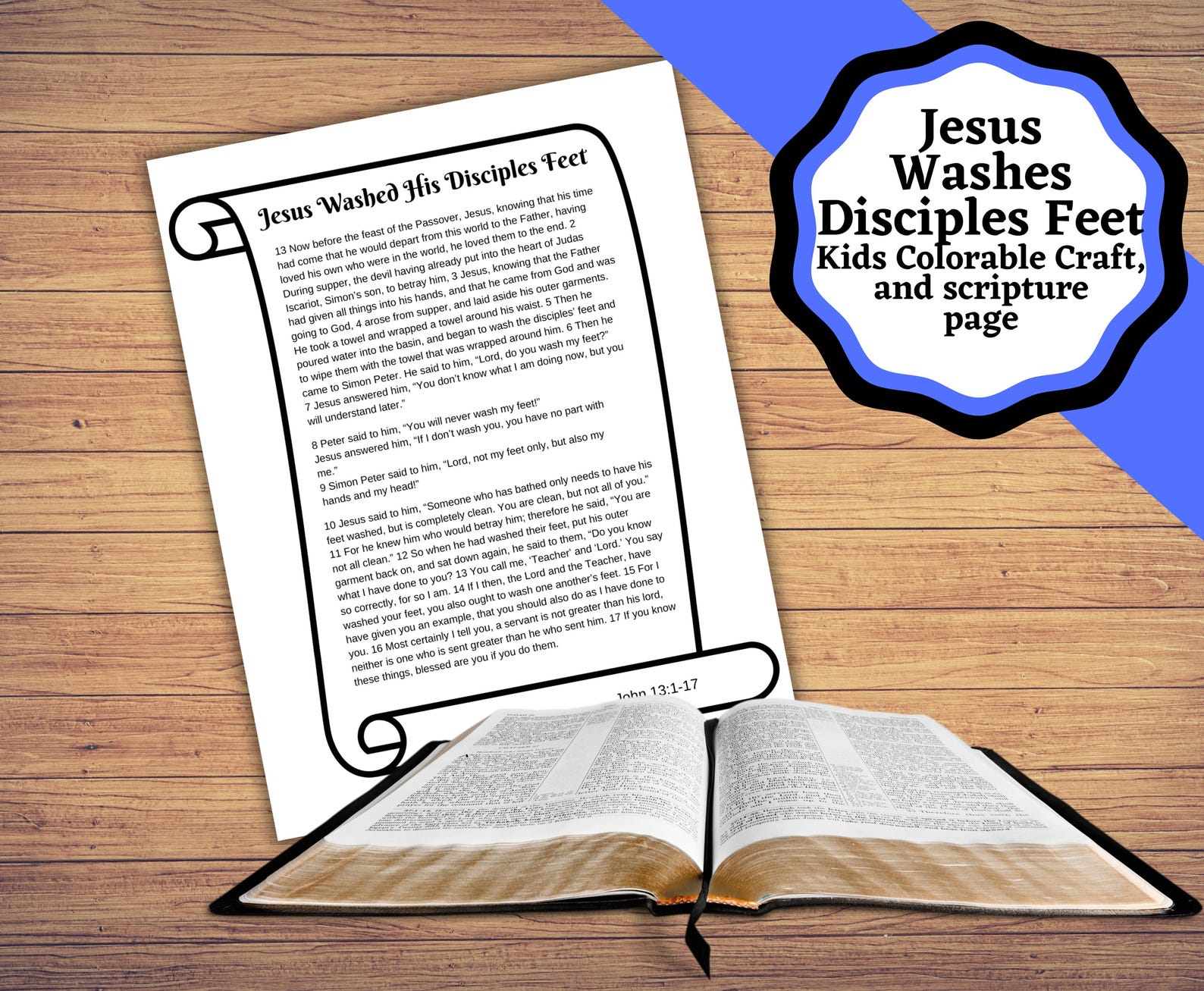 Jesus Washing Feet Colorable Craft and Scripture Page. Jesus Serving ...
