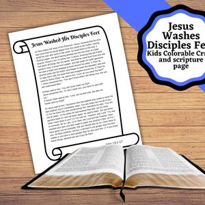Jesus Washing Feet Colorable Craft and Scripture Page. Jesus Serving ...