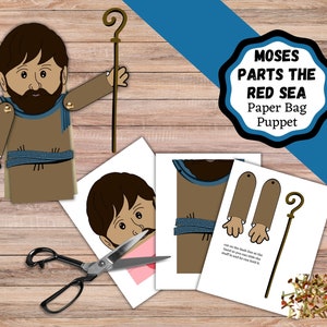 Moses Parts the Red Sea, Printable Paper Bag Puppets and Props. Bible ...