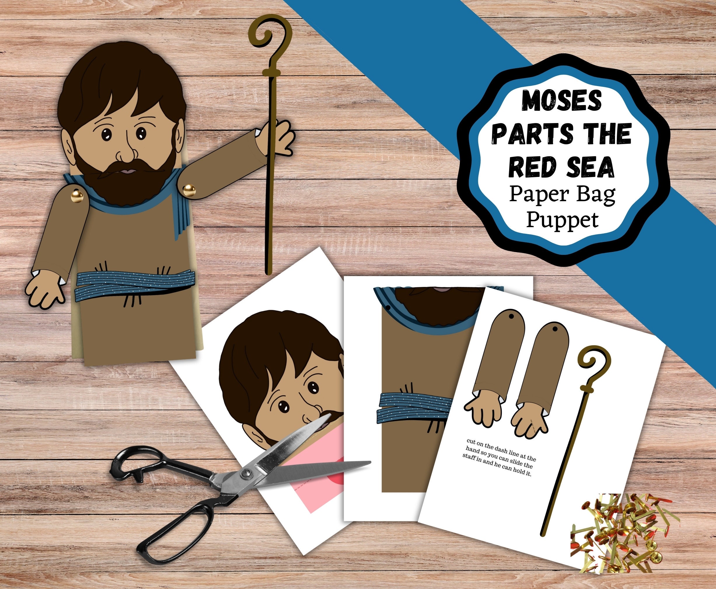 Moses Parts the Red Sea, Printable Paper Bag Puppets and Props. Bible ...