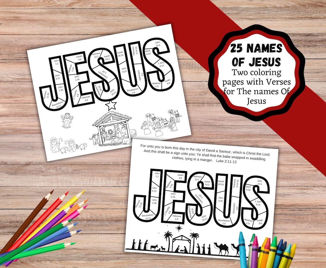 25 Names of Jesus Coloring Pages. Coloring Page With Verses to Look up ...