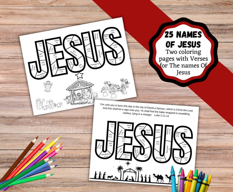 25 Names of Jesus Coloring Pages. Coloring Page With Verses to Look up ...