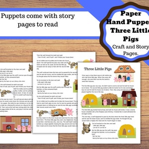Printable Three Little Pigs and the Wolf, Hand Puppets With Three Pages ...