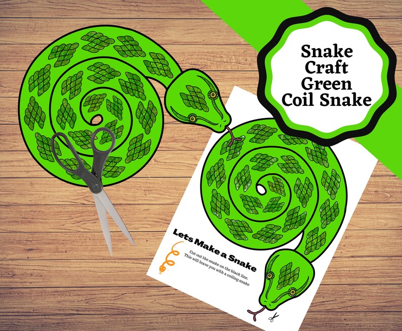 Printable Green Snake Craft. This is a Fun and Easy Cut and Create ...