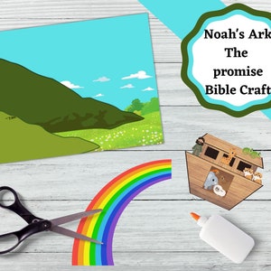 Noah's Ark, End of the Flood God Sends a Rainbow as a Promise. Bible ...