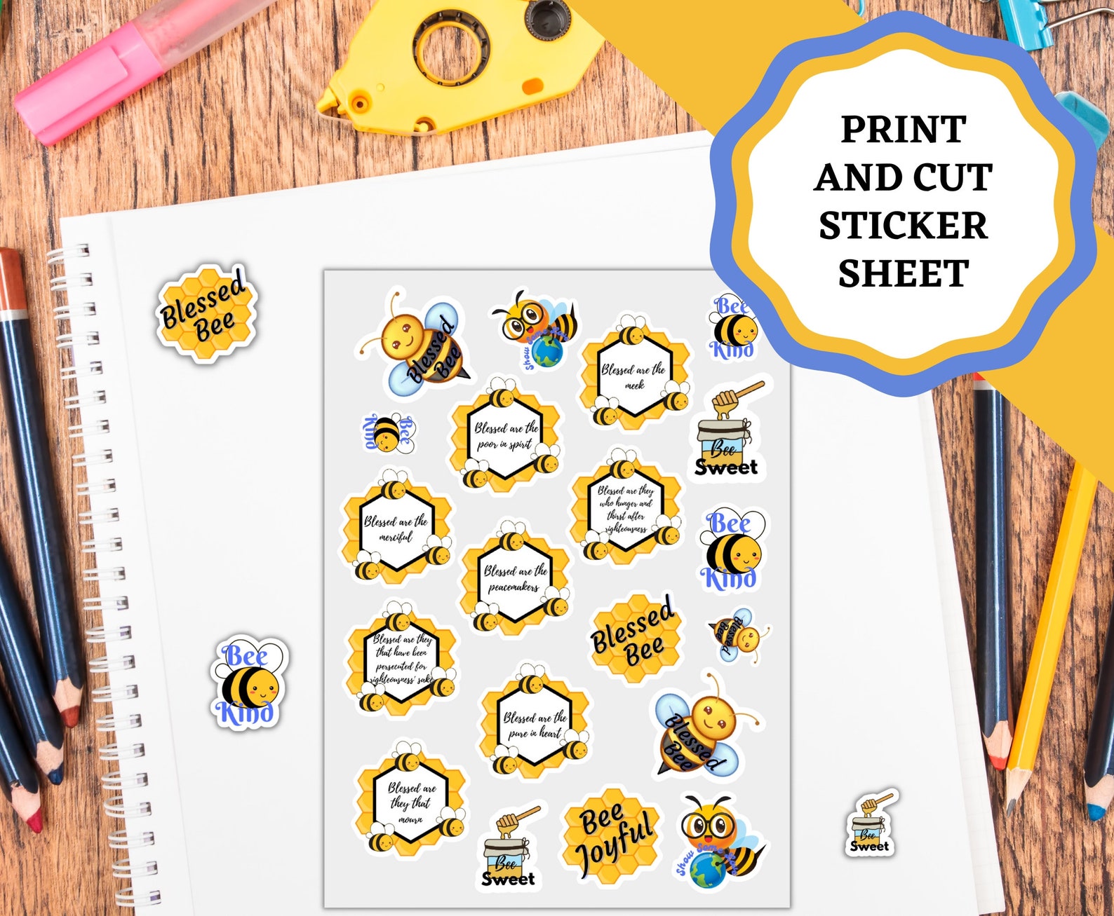 Beatitude Print and Cut Stickers. Beatitude Christian Stickers. Print ...