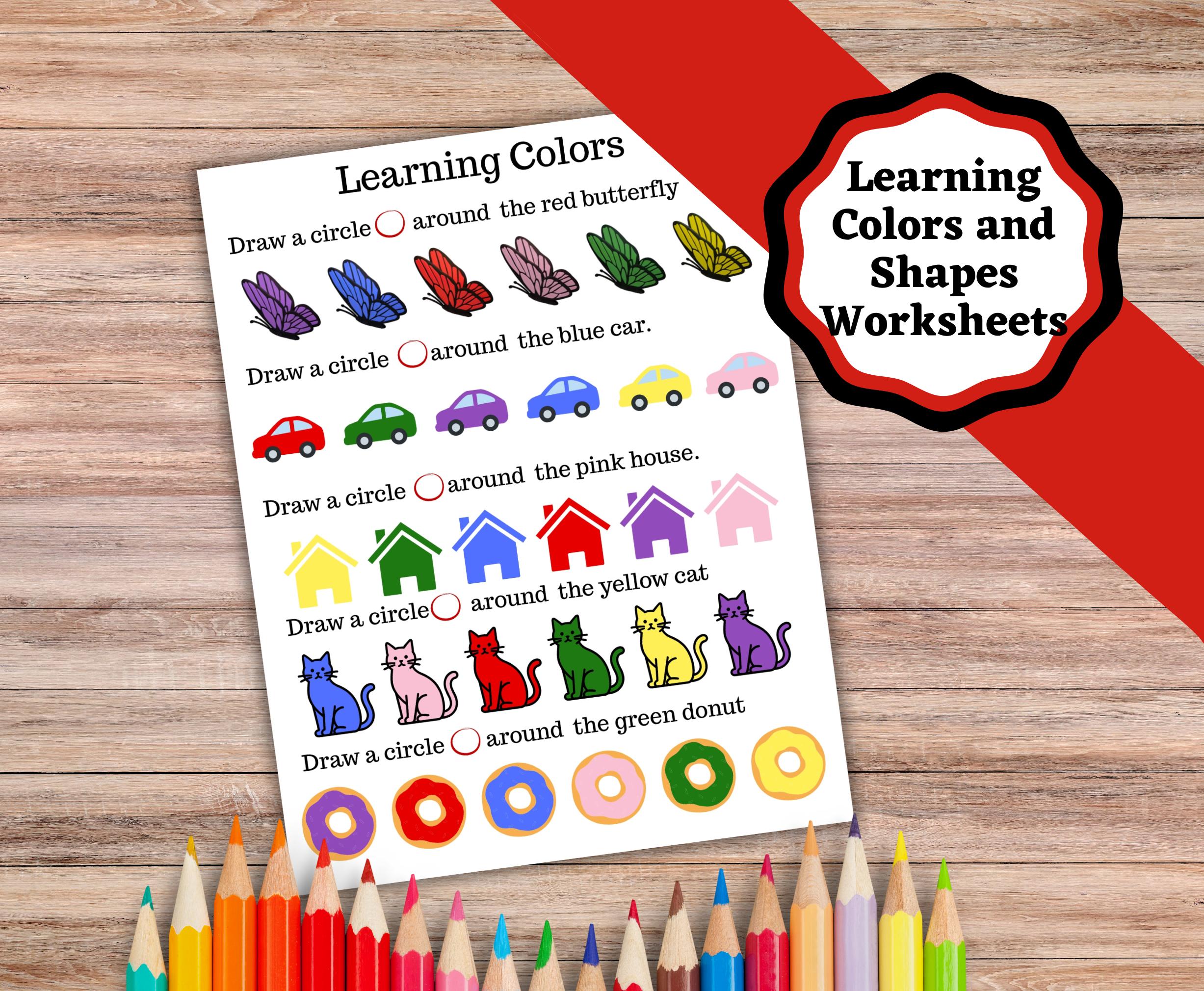 Color and Shape Worksheets for Young Learners - Etsy