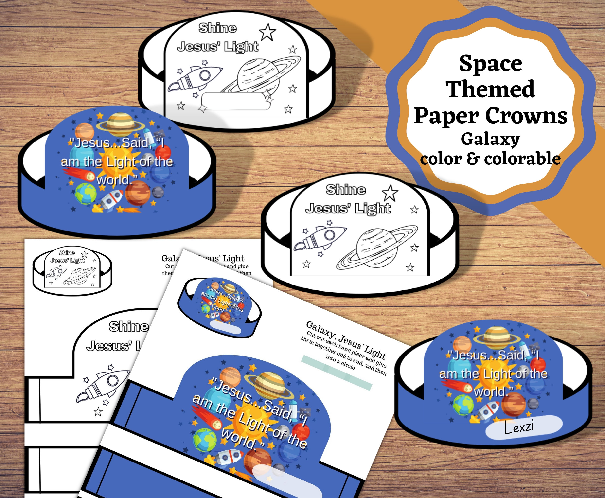 Printable Planet and Galaxy or Steller Themed Paper Crowns. VBS or ...
