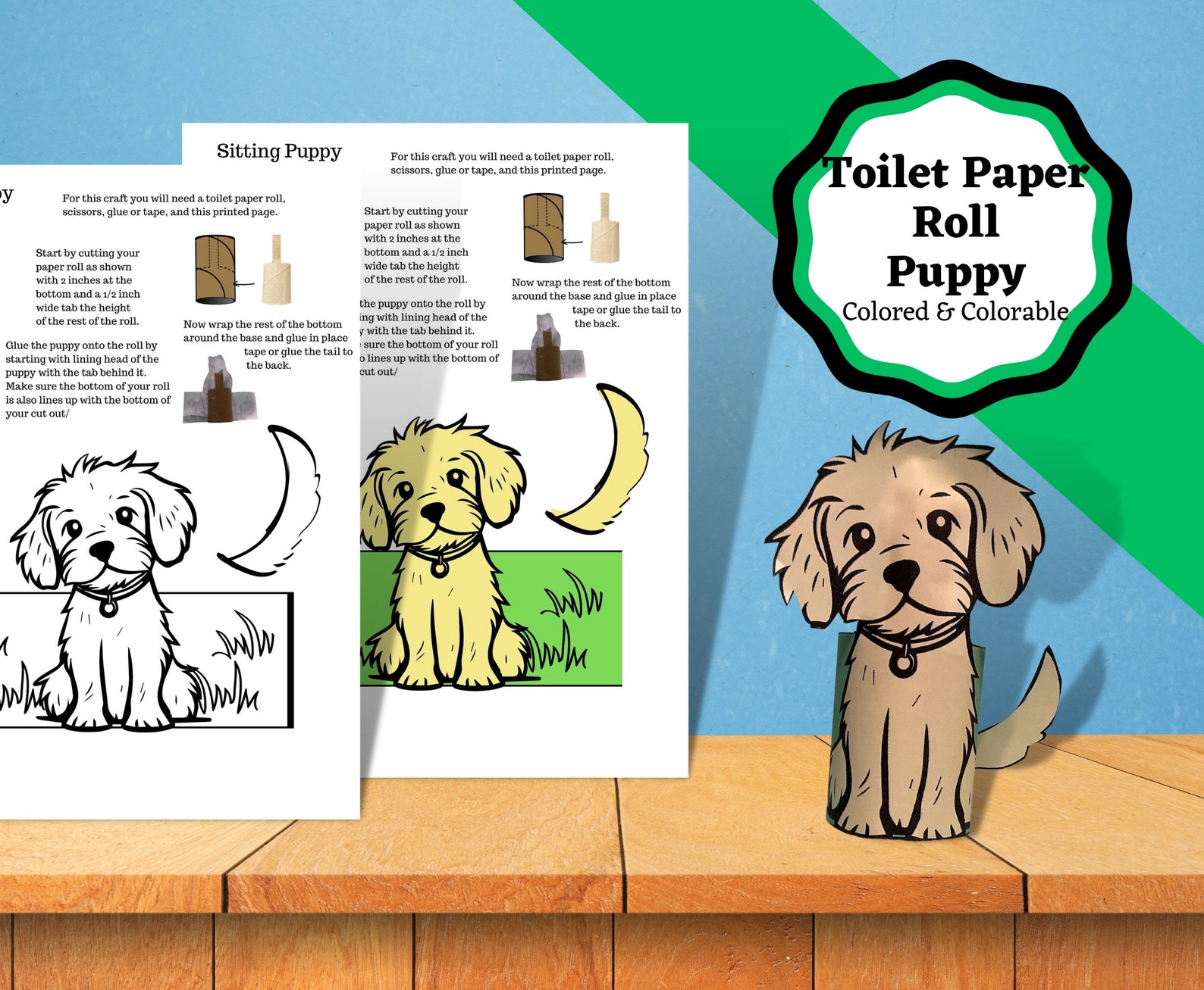 Printable Standing Puppy Craft. Toilet Paper Roll Craft. Toilet Roll ...