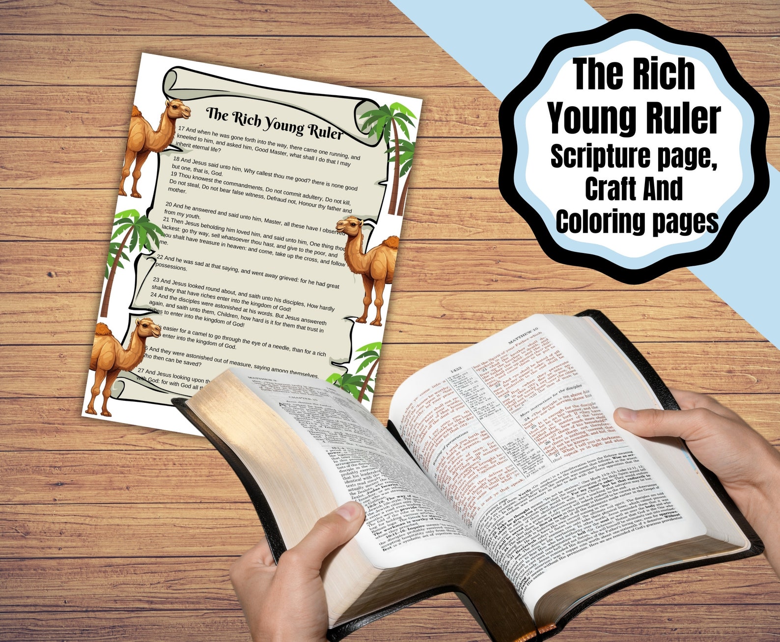 Printable Craft Set for the Story of the Rich Young Ruler, Bible Story ...