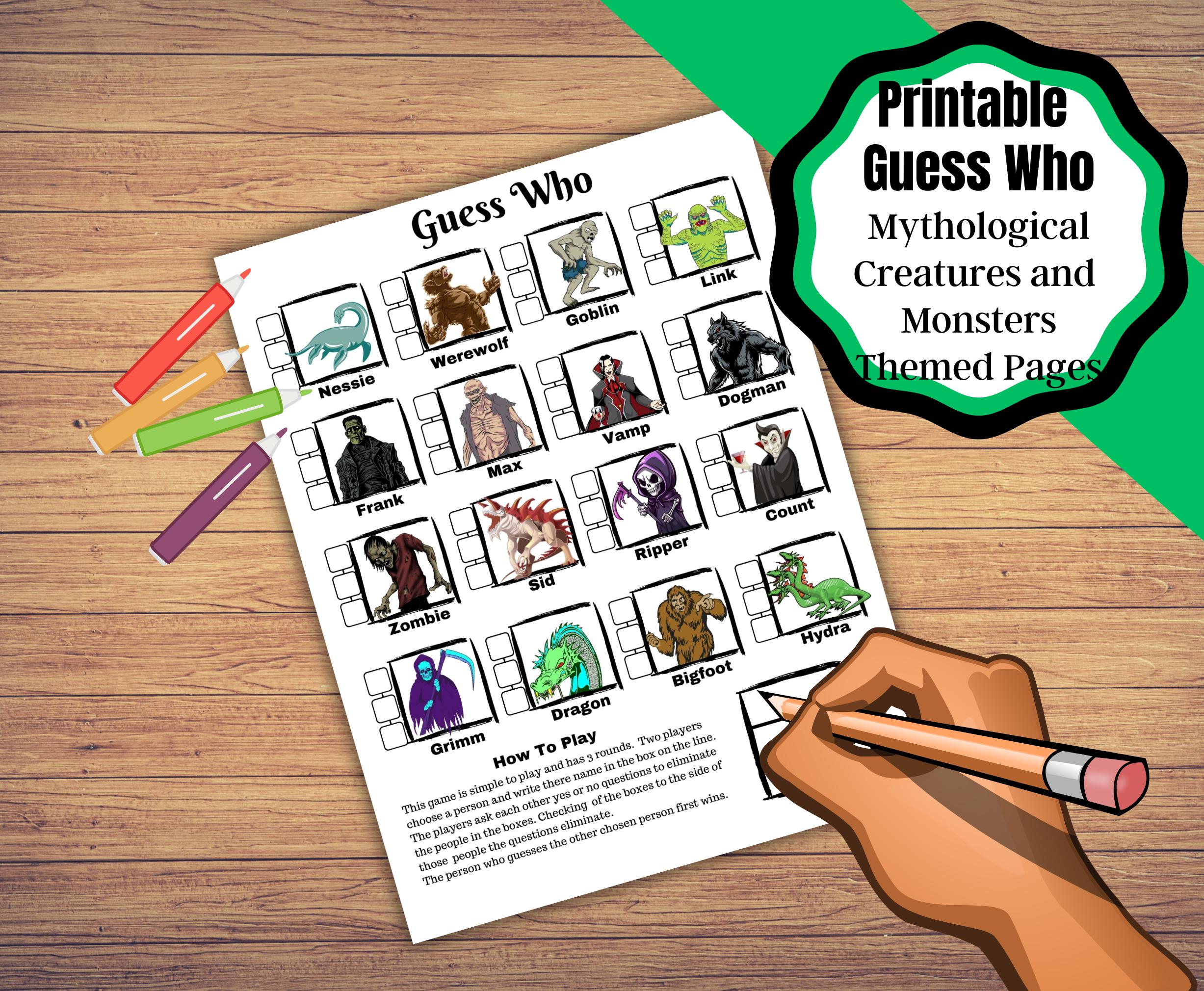 Printable Guess Who Game Pages. Guess Who Mythological Creatures and ...