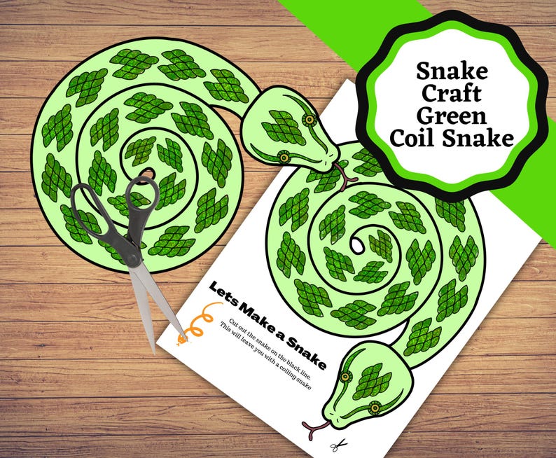 Printable Green Snake Craft. This is a Fun and Easy Cut and Create ...