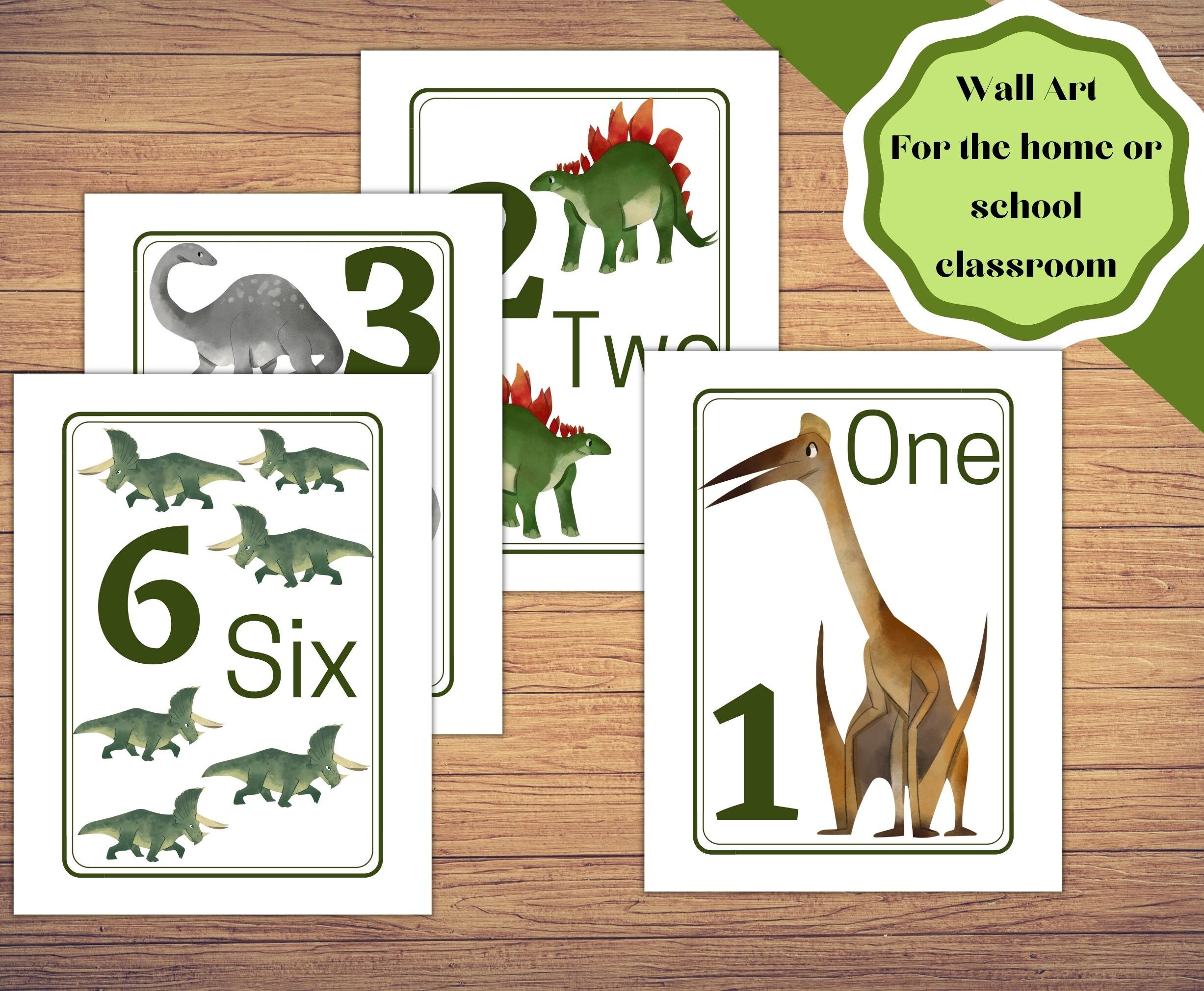 Dinosaur Themed Printable Counting/ Number Cards for the Young Learner ...