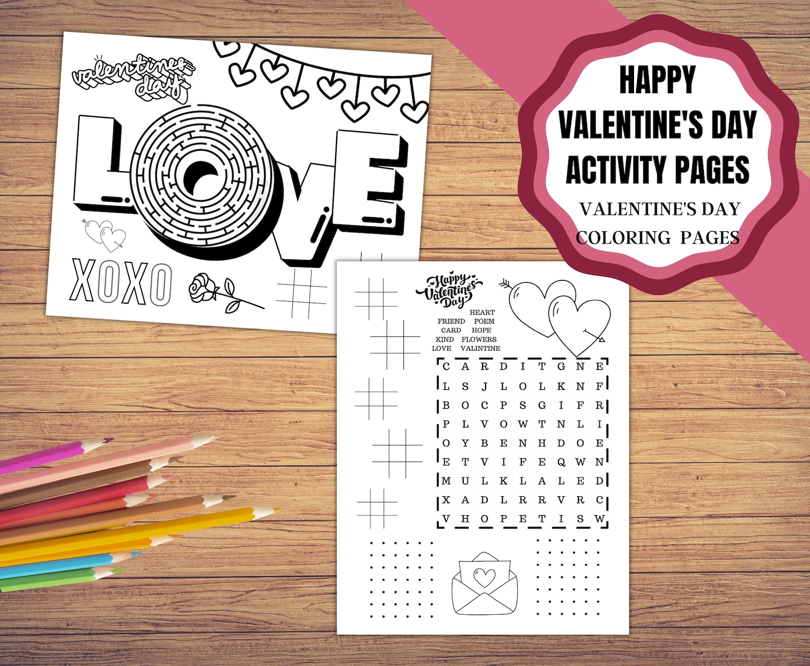Printable Valentine's Day Activity Sheets, Valentines Day Maze, Word ...