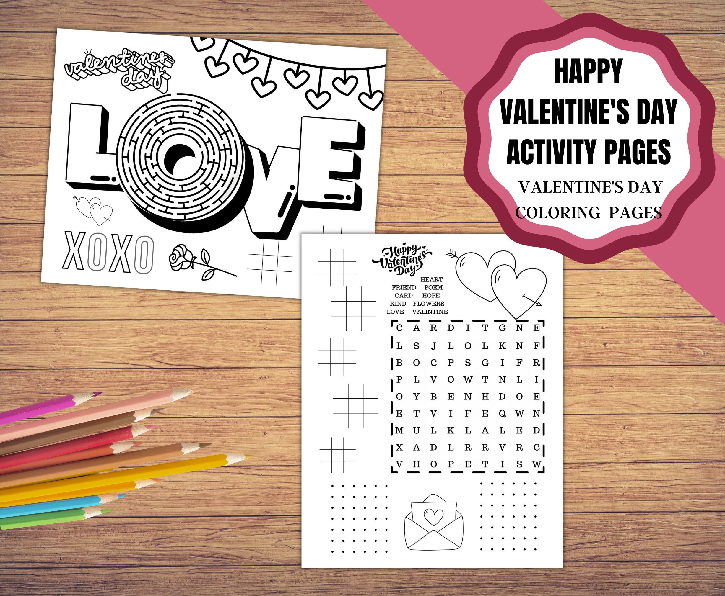 Printable Valentine's Day Activity Sheets, Valentines Day Maze, Word ...