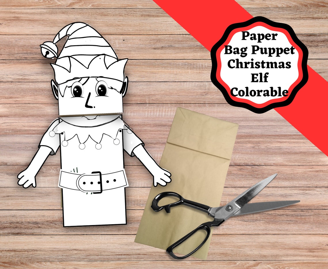 Printable Paper Bag Elf Puppet. This is a Colorable Elf Printable to ...