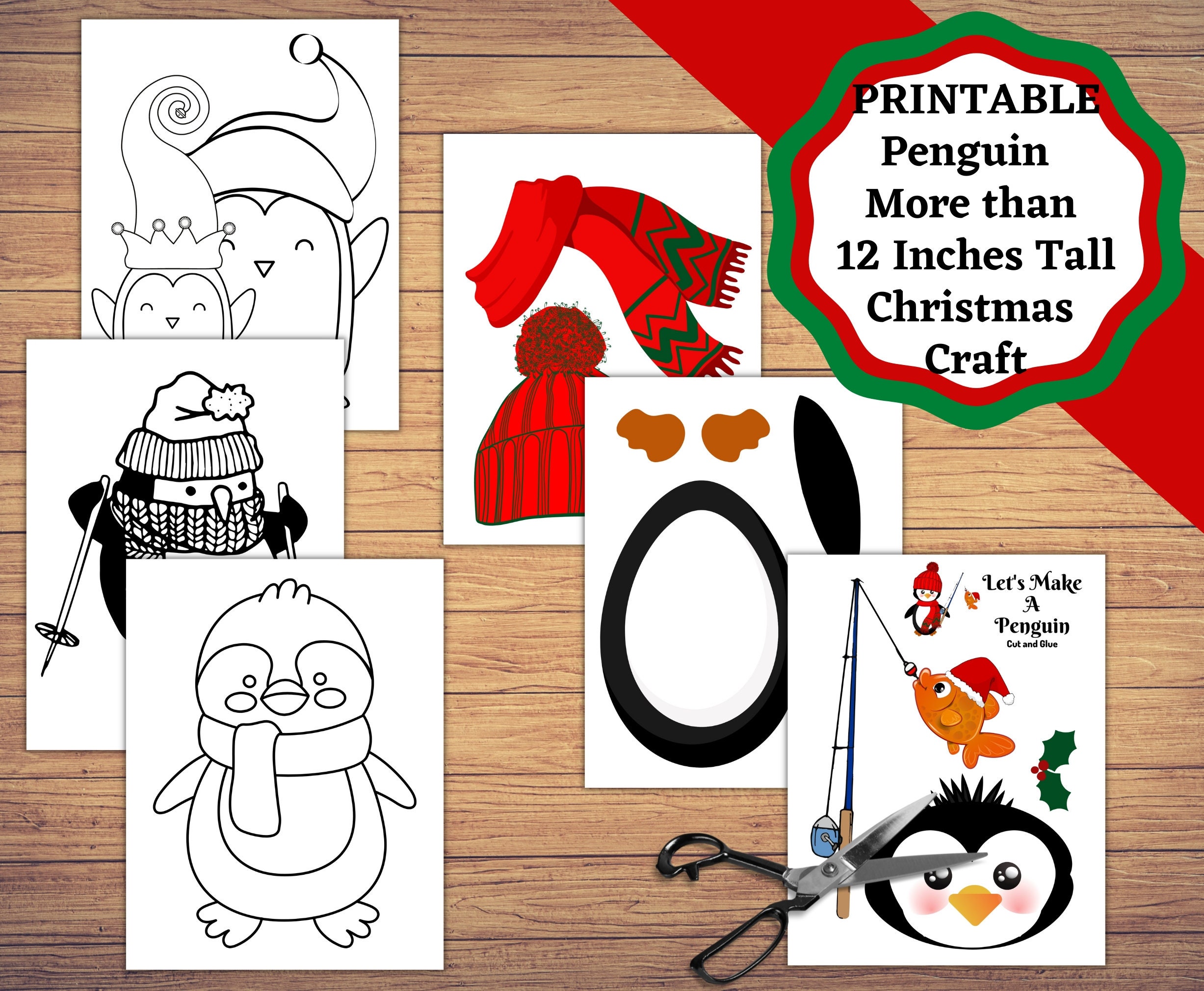 Winter Penguin, Printable Winter Christmas Cut and Past/glue Penguin ...