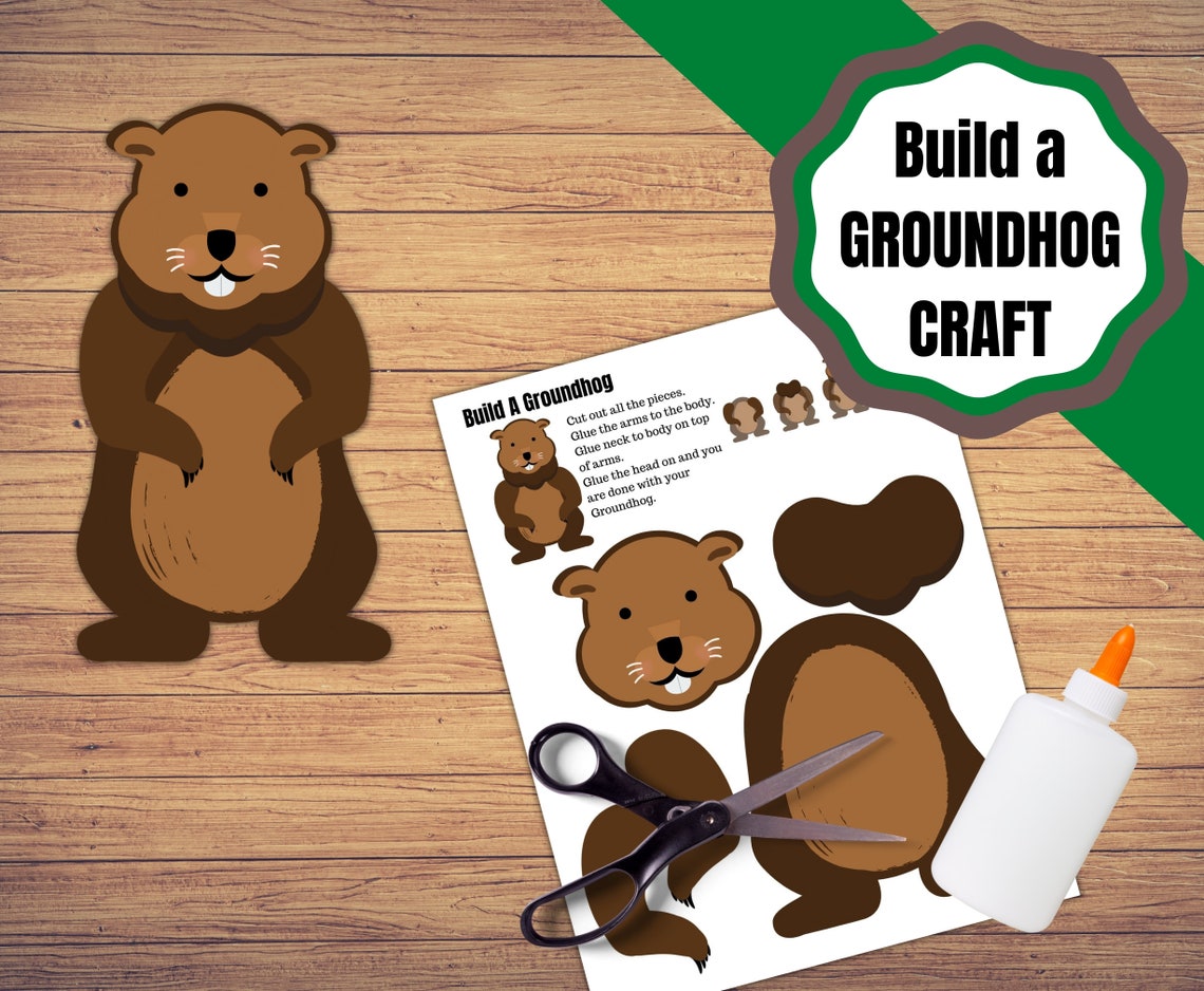 Printable Build a Groundhog Craft, Groundhogs Day Kids Craft, Kids ...