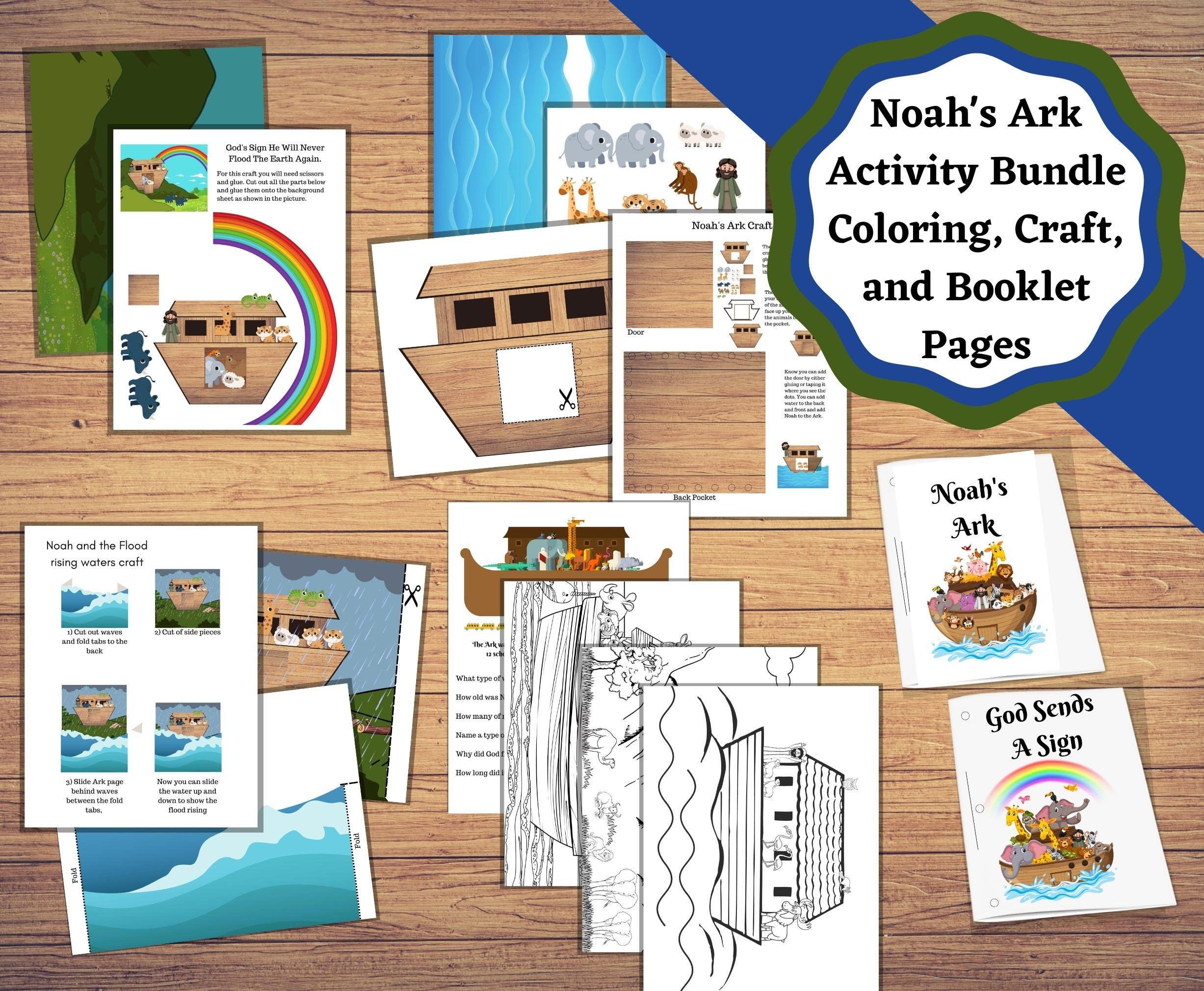 Noah's Ark Bundle, Printable Bible Lesson, Crafts, Coloring Pages ...