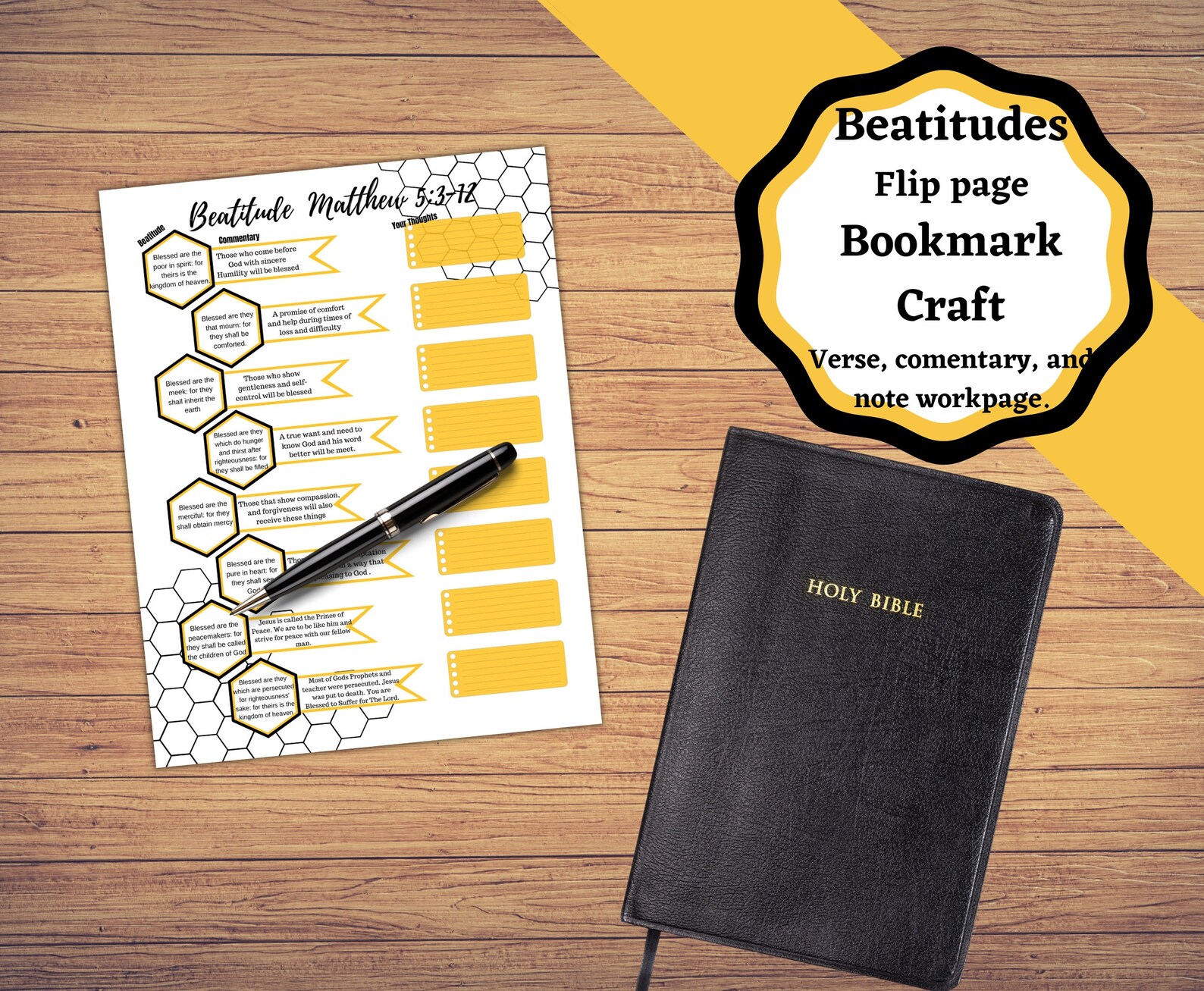 Printable Beatitude, Bible Craft, Worksheet, and Bookmark. Learn the ...