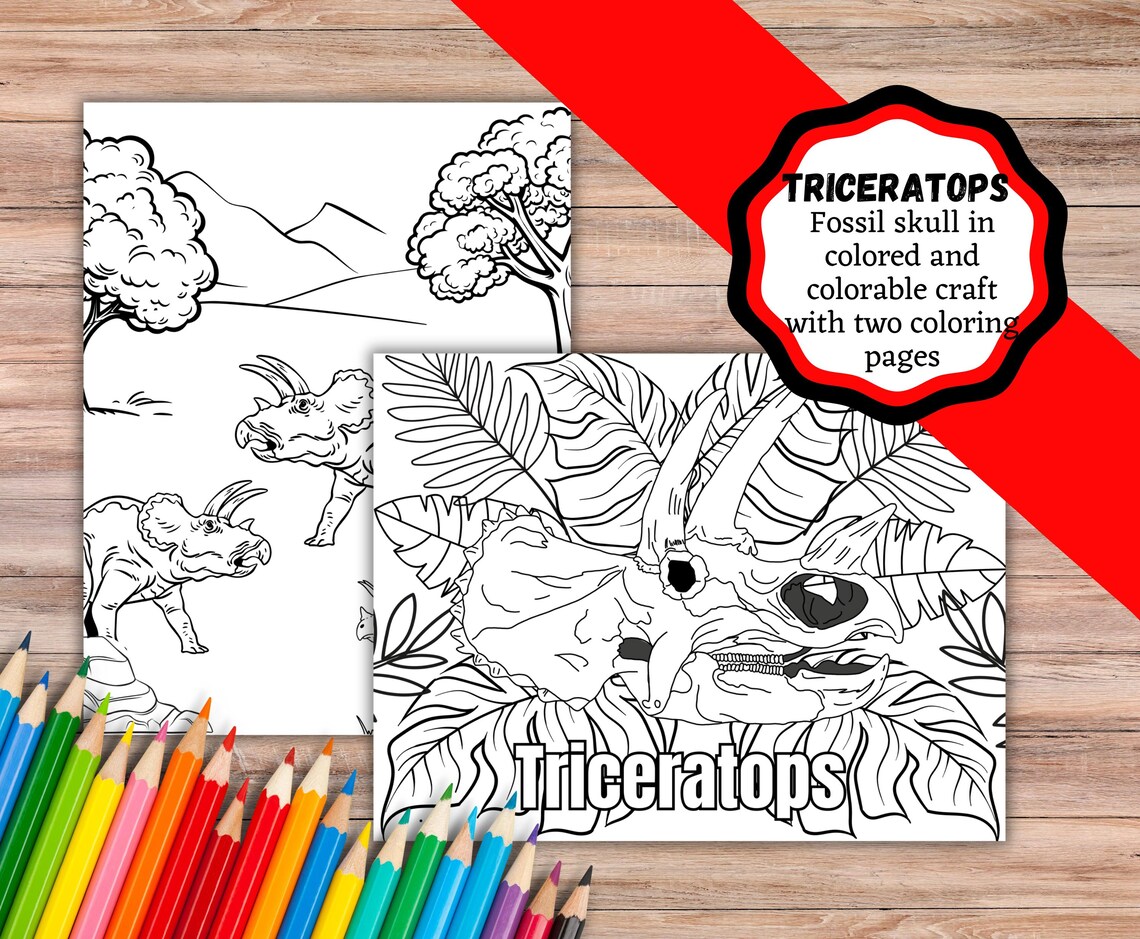 Printable Triceratops Skull With Moving Jaw. Triceratops Coloring Pages ...