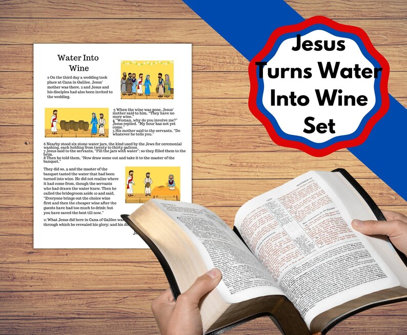 Printable Pitcher Pouring Jesus Into Wine Coloring Craft Set, Colorable ...