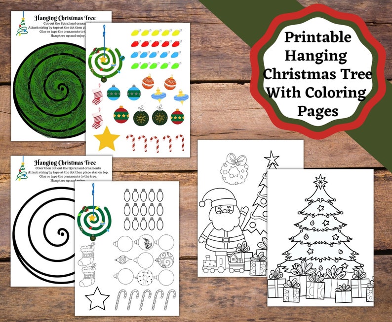 Printable Hanging Christmas Tree Craft and Coloring Pages, Kids Craft and Class Activity - Etsy