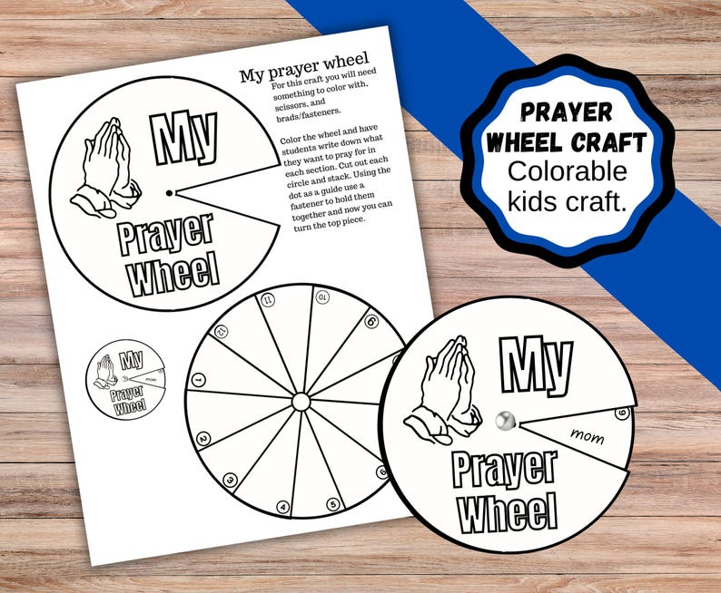 Prayer Wheel, Kids Craft. Colorable Prayer or Praying Craft for Kids ...