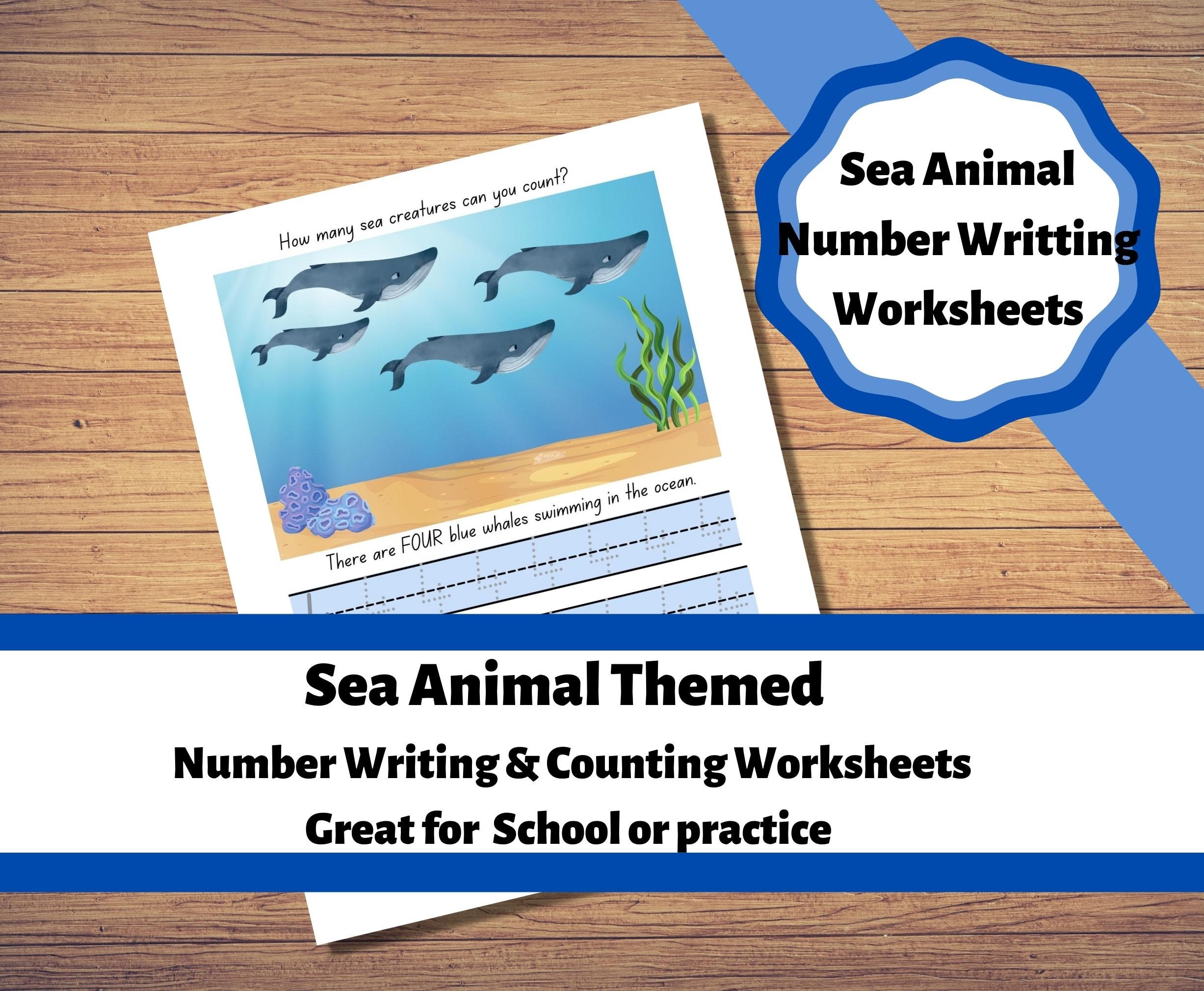 Sea Animal / Underwater Themed, Printable Counting and Number Writing ...