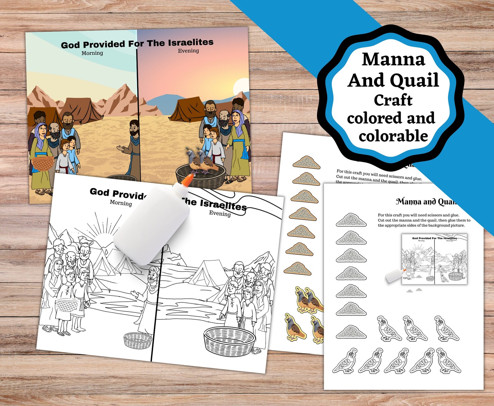 Manna From Heaven and Quail, Craft and Lesson Set. Printable Bible ...