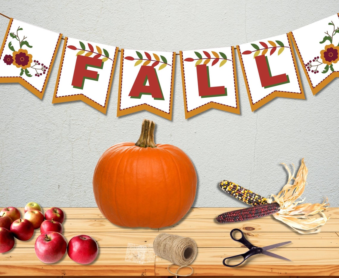 Fall Printable Bunting/banner, Autumn Decoration, Create Your Own Fall ...