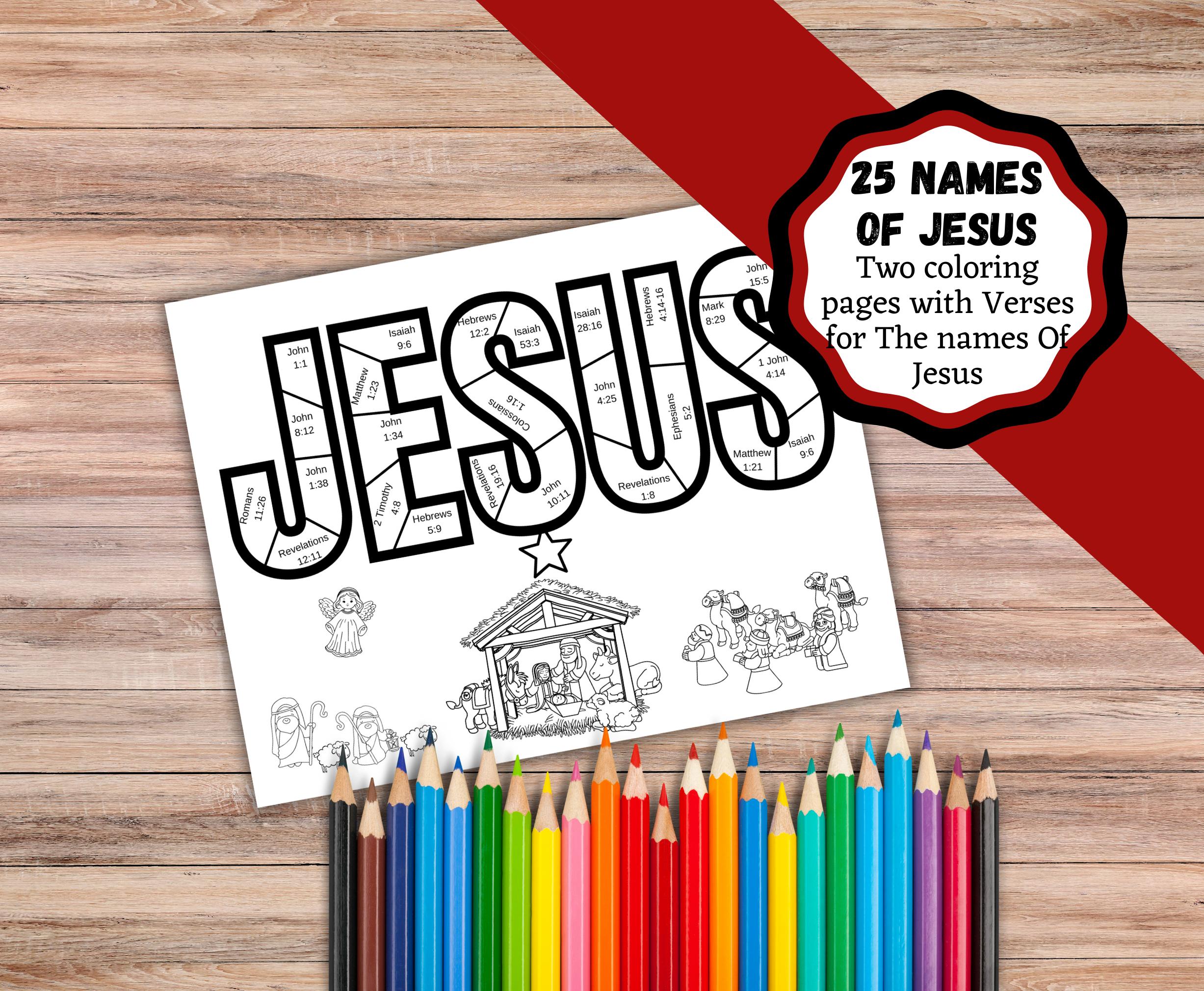 25 Names of Jesus Coloring Pages. Coloring Page With Verses to Look up ...