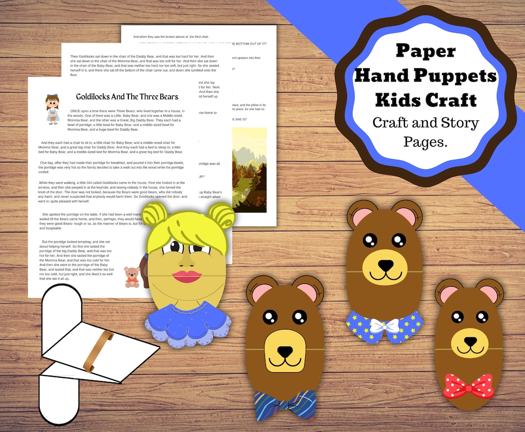 Printable Goldilocks and the Three Bears, Hand Puppets With Three Pages ...