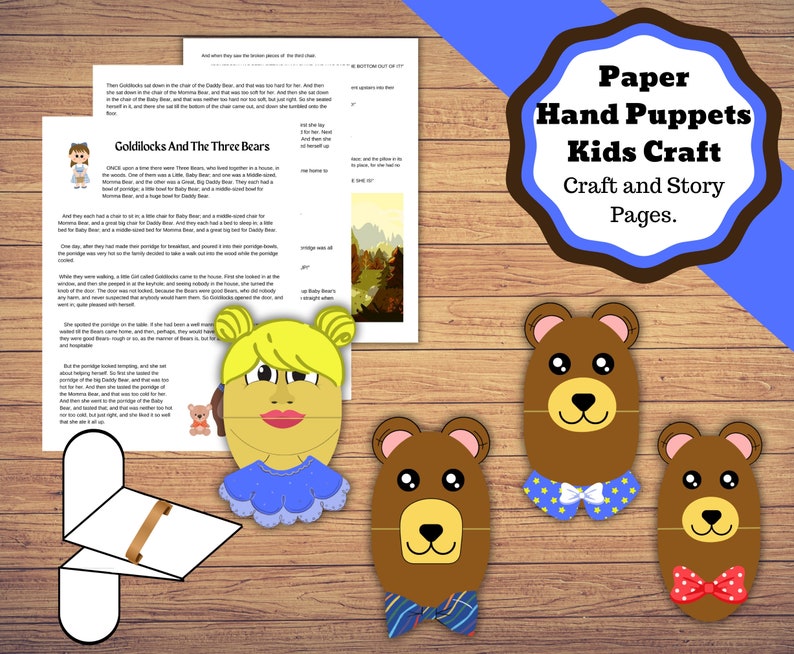 Printable Goldilocks and the Three Bears, Hand Puppets With Three Pages ...